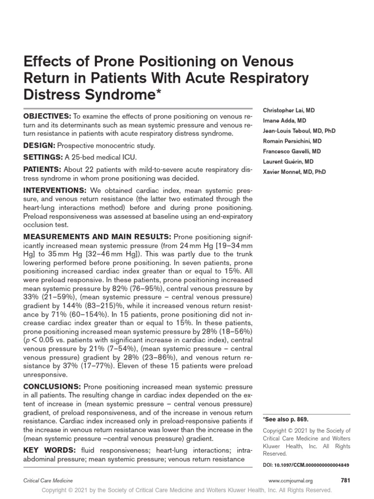 Christopher Lai Effects of Prone Positioning On Venous | Download Free ...