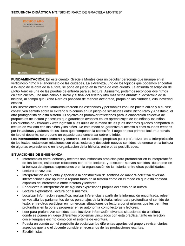 Actividades sobre "Bicho Raro" | PDF | Modificación de comportamiento ...