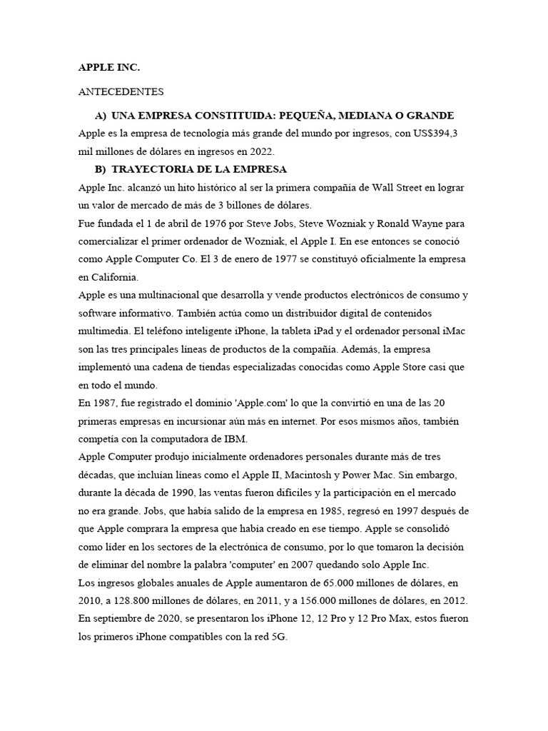 Historia y evolución de Apple Inc. | PDF | Apple Inc. | Computadoras ...