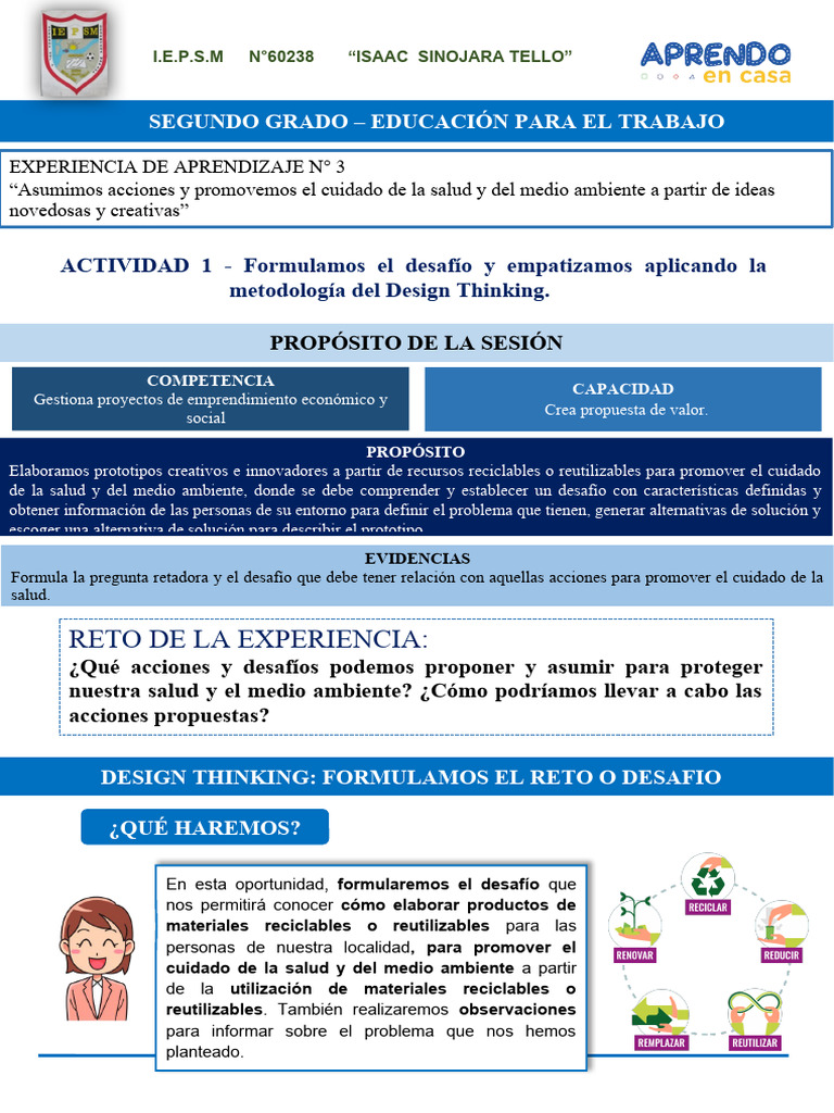 III EXPERIENCIA DE APRENDIZAJE - ACT 1 - 1 y 2 GRADO | PDF