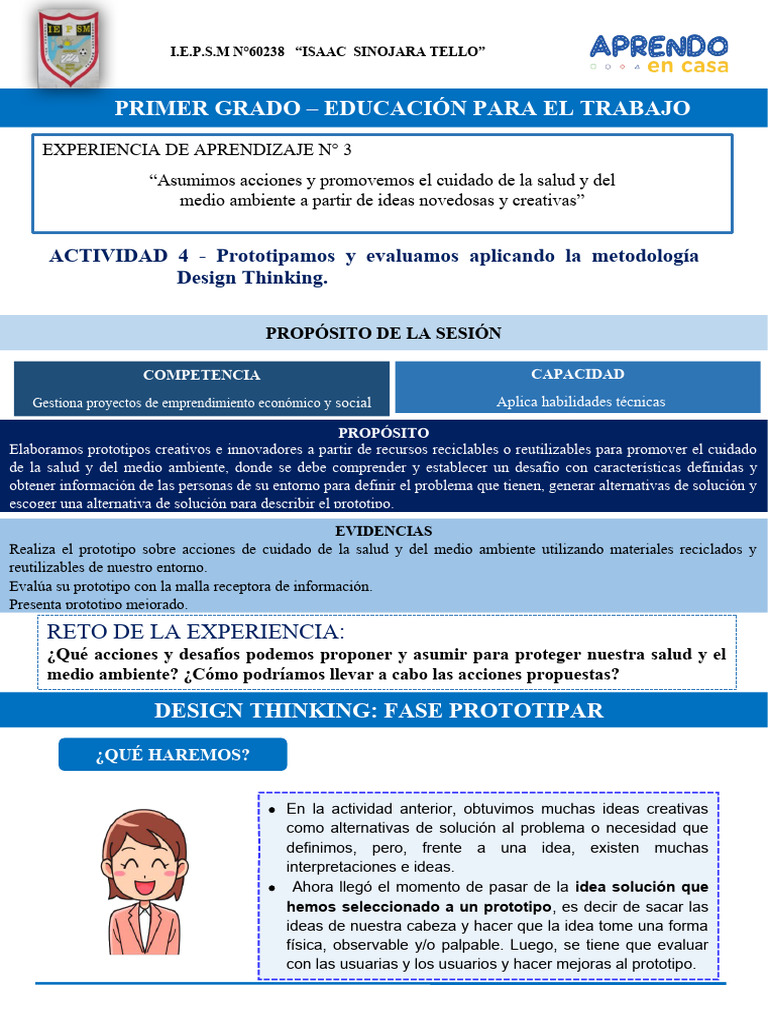 III EXPERIENCIA DE APRENDIZAJE - ACT 4 - 1 y 2 GRADO | PDF | El pensamiento de diseño | Cognición