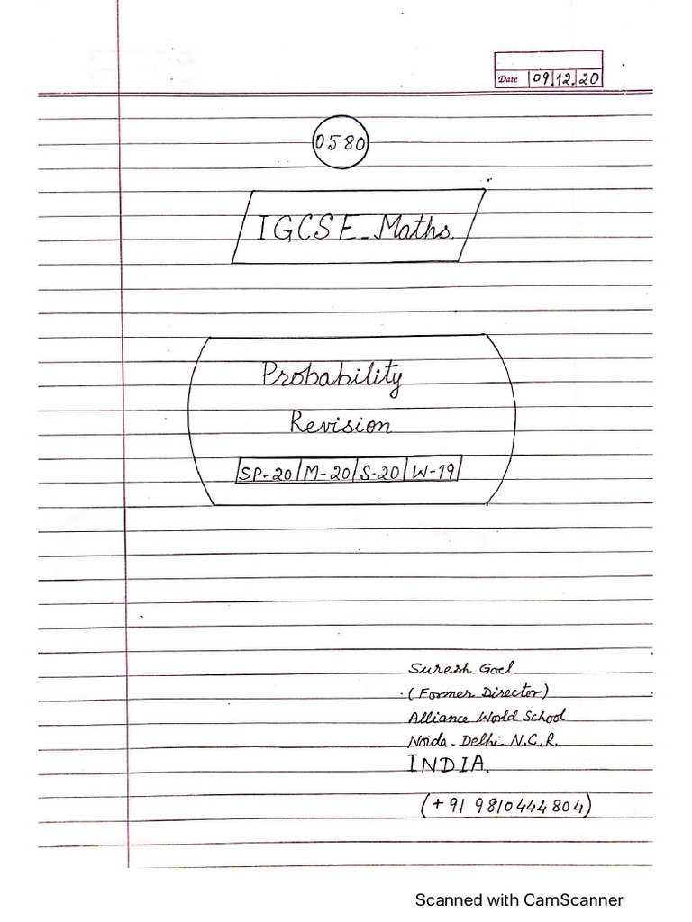 Ig 0580 Probability Revision | PDF