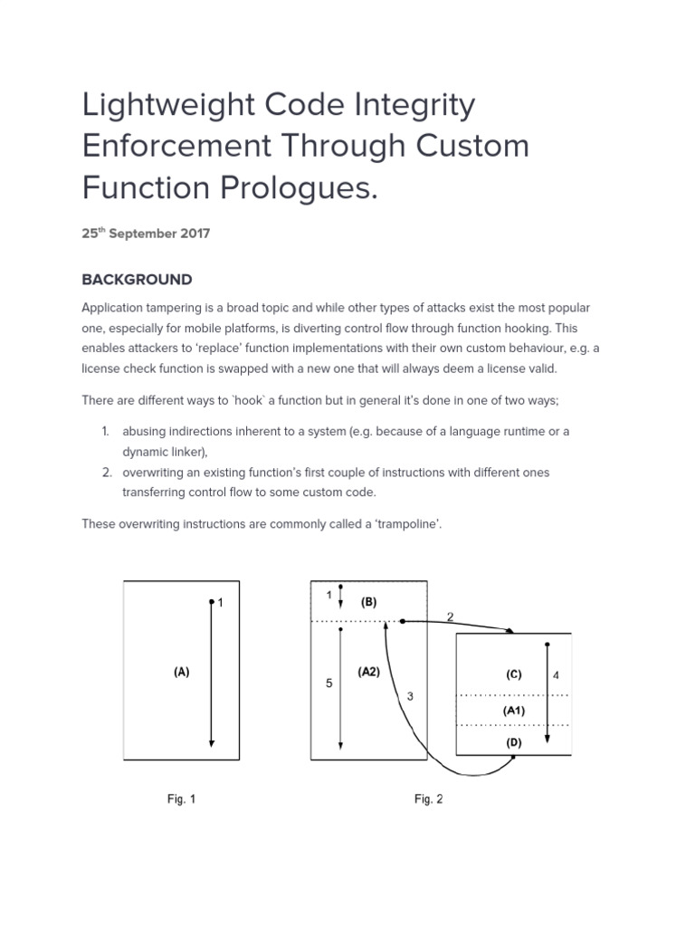 Lightweight Code Integrity Enforcement Through Custom Function Prologues. | PDF