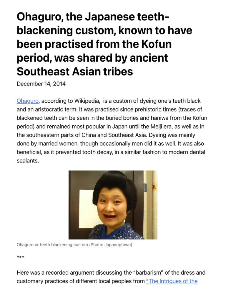 Ohaguro, The Japanese Teeth-Blackening Custom, Known To Have Been ...