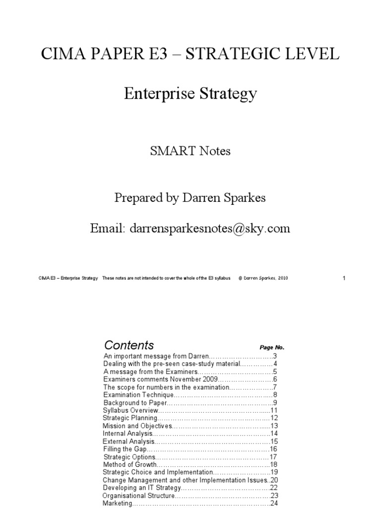 CIMA E3 Revision Notes | PDF | Strategic Management | Corporate Social ...