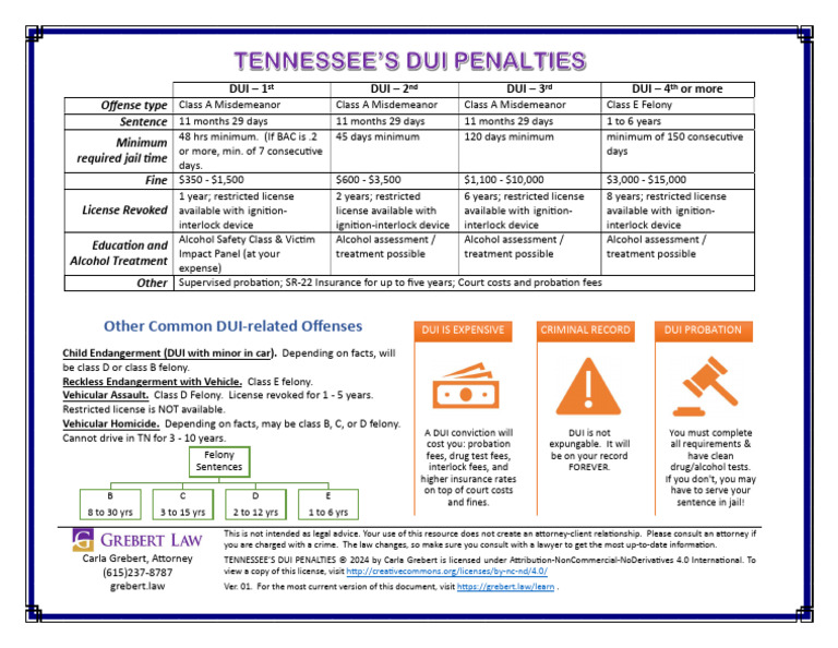 Tennessee DUI Penalties | PDF | Driving Under The Influence | United ...