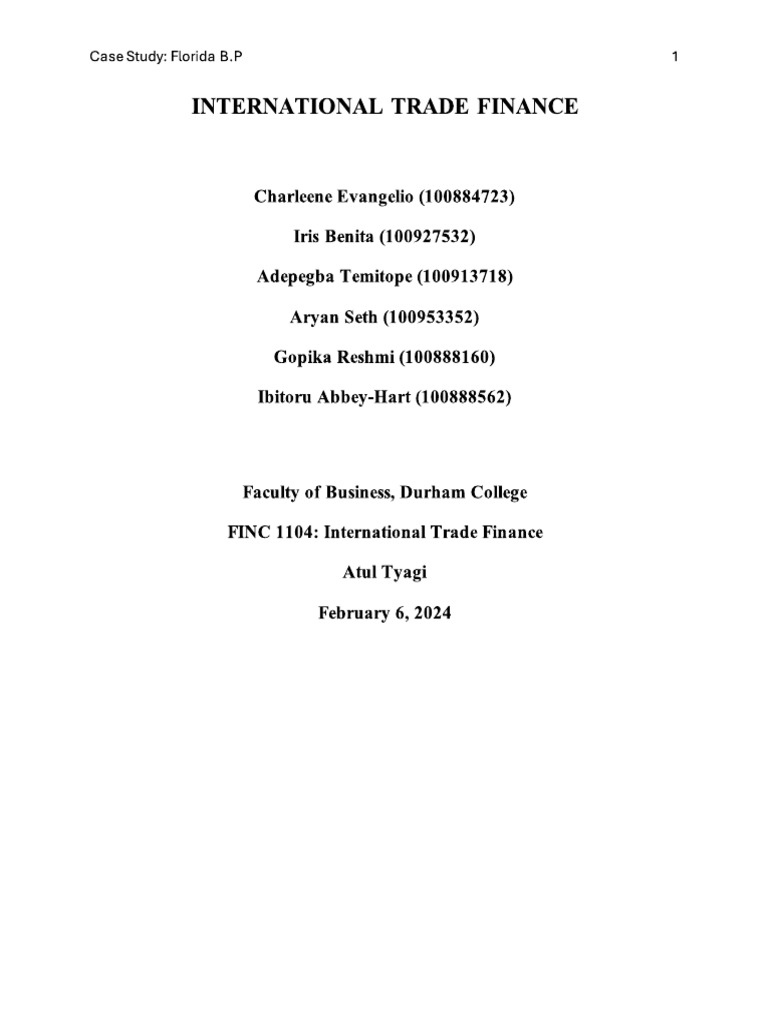 Case Study (Florida B.P.) - International Trade Finance | PDF