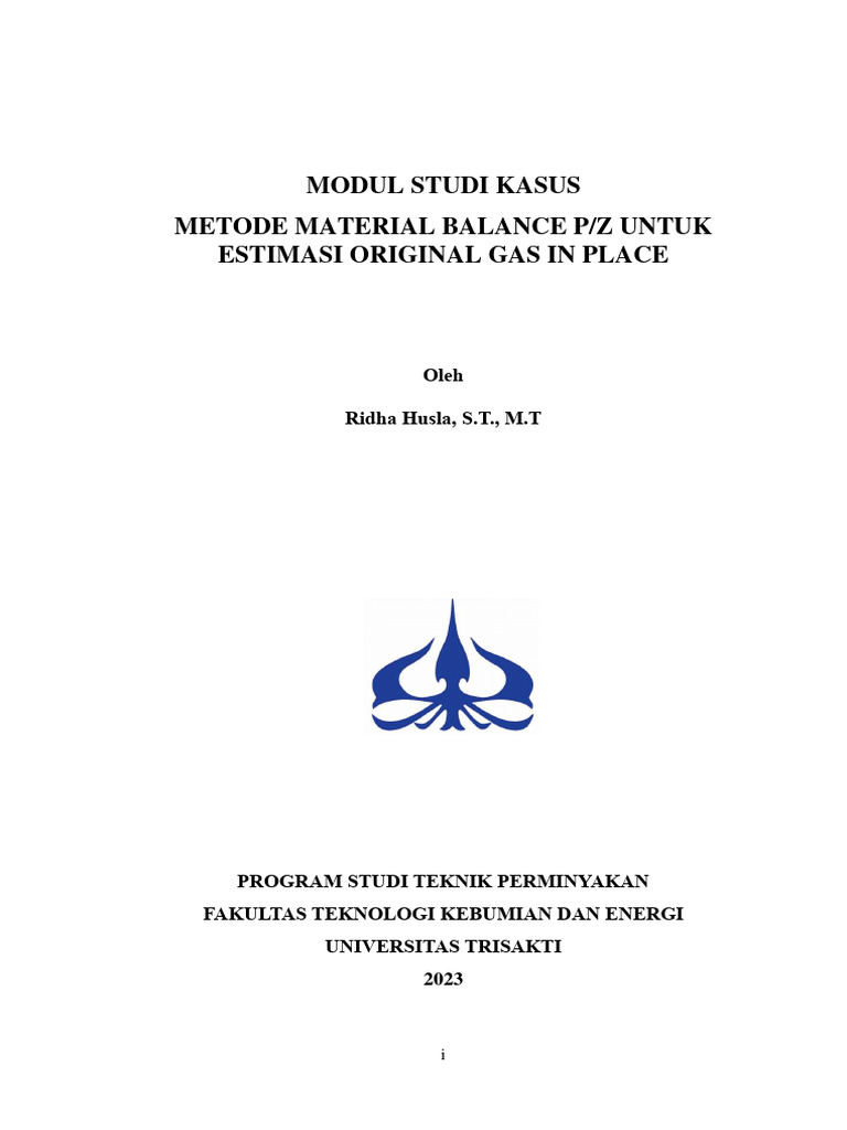 Modul Studi Kasus Metode Material Balance PZ Untuk Estimasi Original Gas in Place | PDF
