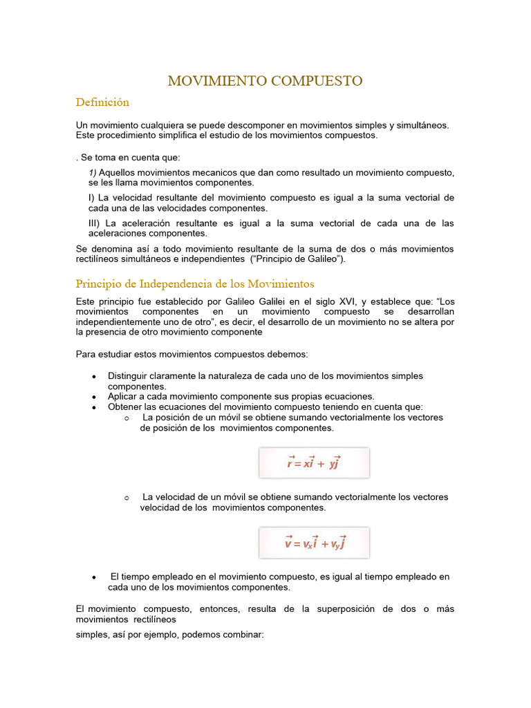 Movimiento Compuesto | PDF | Vector Euclidiano | Velocidad