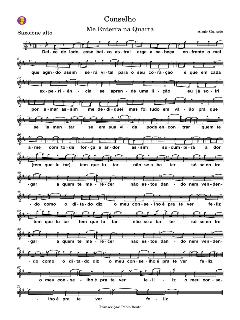 Conselho (Com Letra) - Saxofone - Alto | PDF