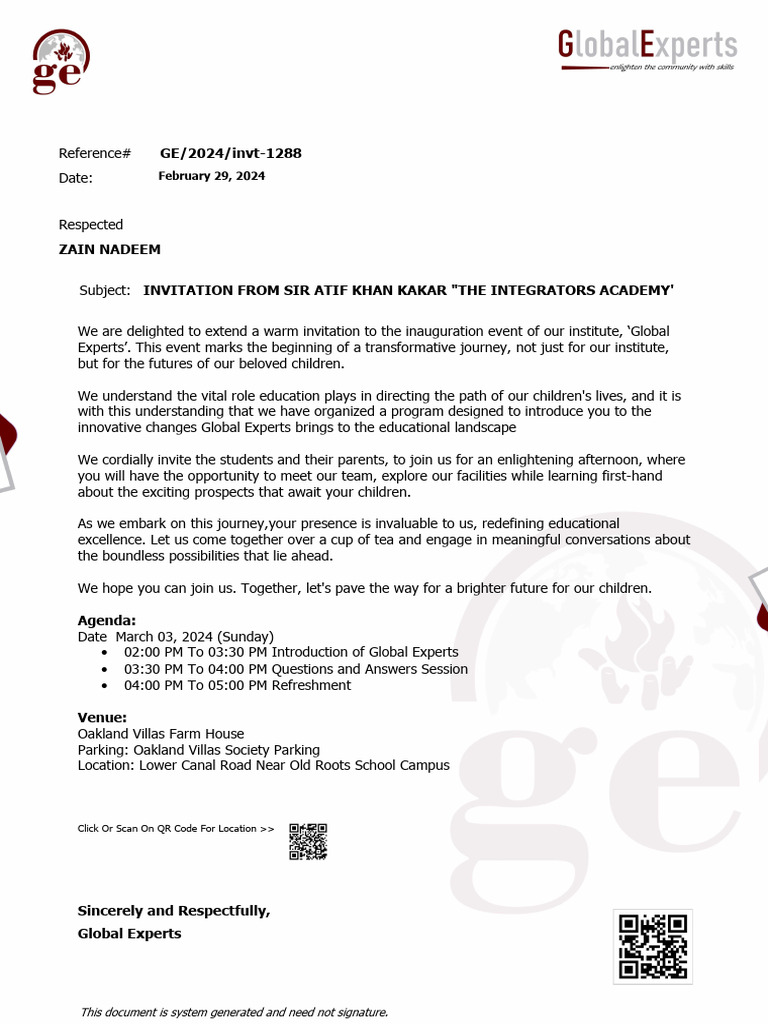 Global Experts Invitation | PDF | Career & Growth