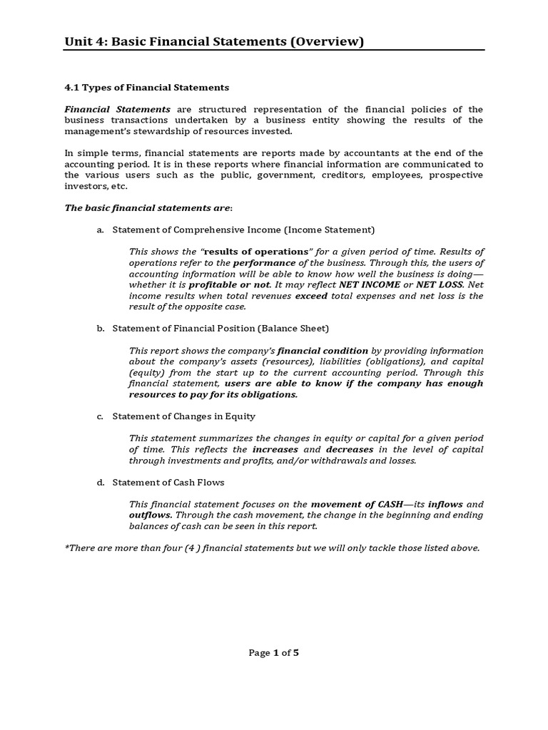 Overview of Basic Financial Statements | PDF | Expense | Income