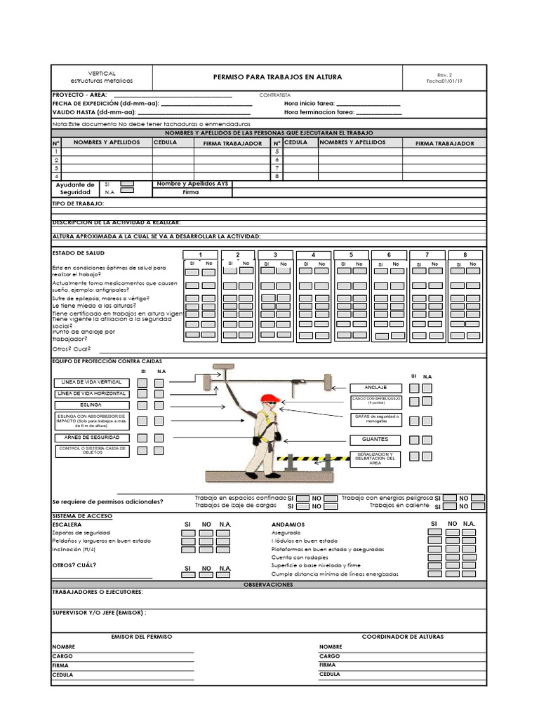 Permiso para Trabajos en Altura | PDF