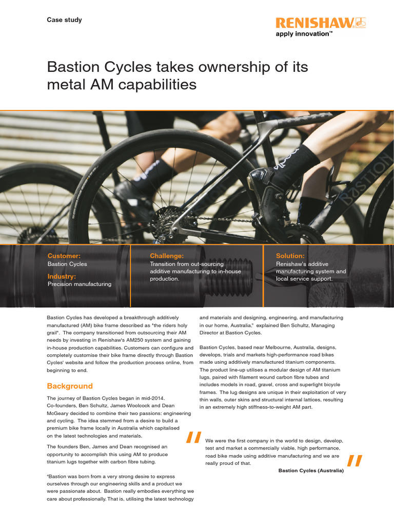 Case Study Bastion Cycles Takes Ownership of Its Metal AM Capabilities | PDF | Engineering