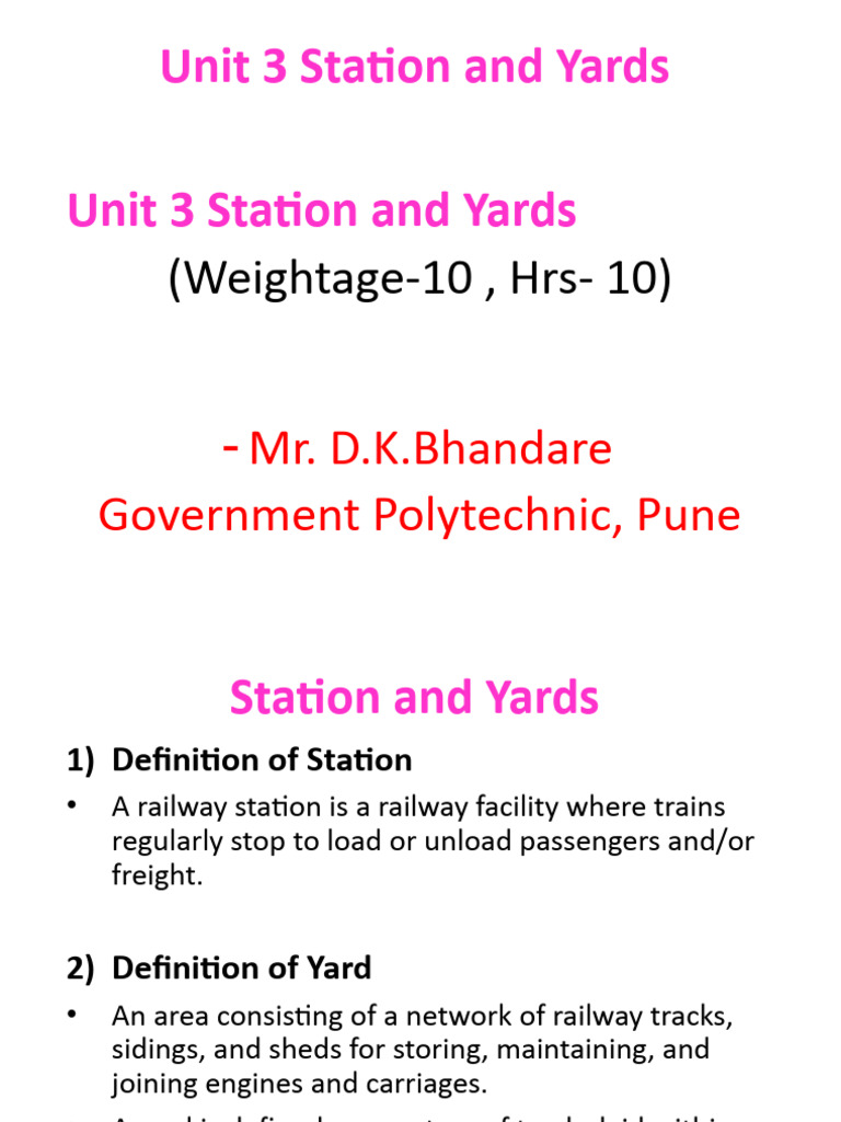Overview of Railway Stations and Yards | PDF | Train Station | Train