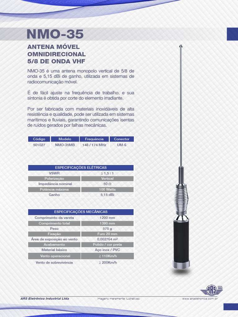 Antena NMO-35: Monopolo VHF 5/8 Onda | PDF