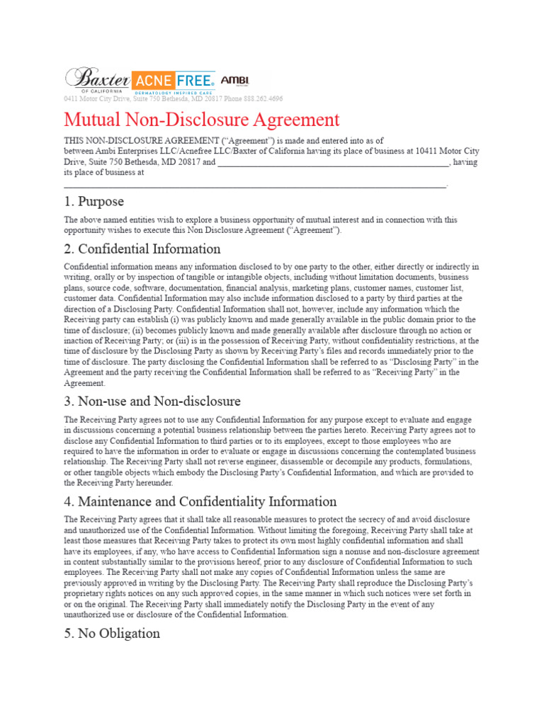 Nda Ambi | PDF | Non Disclosure Agreement | Discovery (Law)