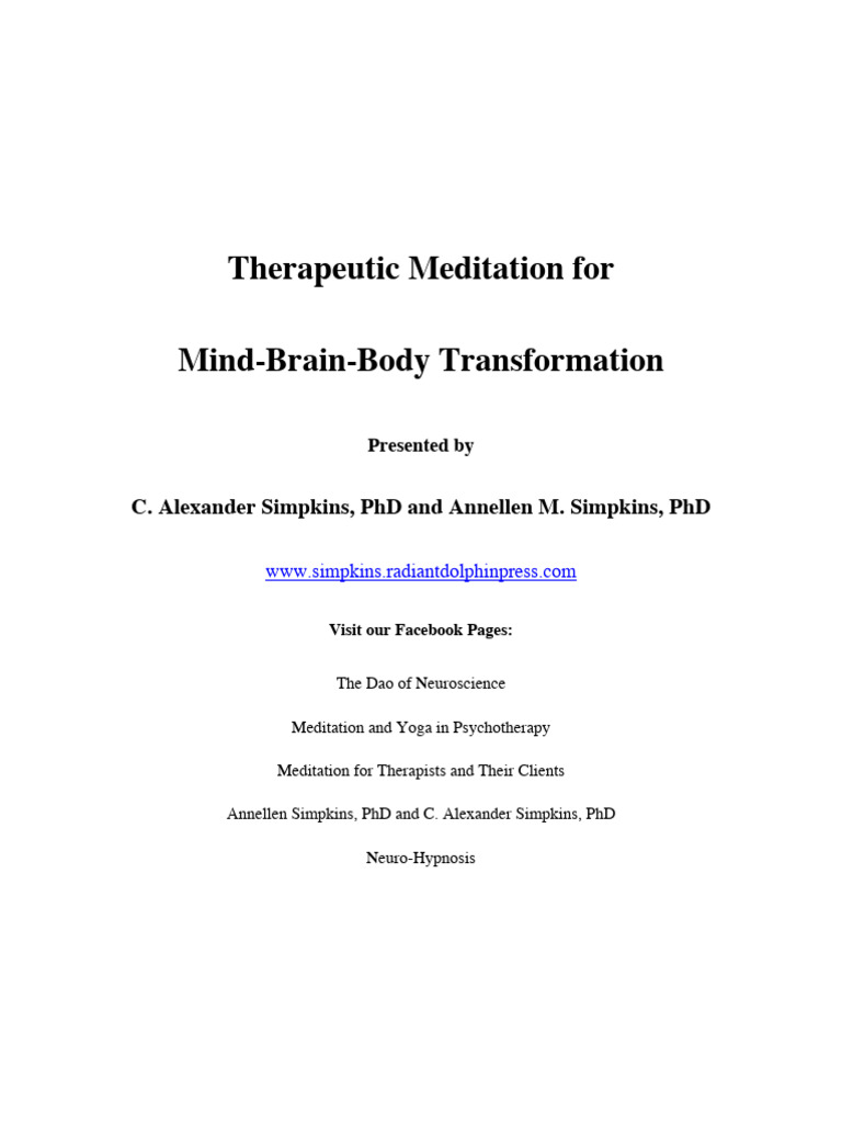 Therapeutic Meditation For Mind-Brain-Body Transformation | PDF ...