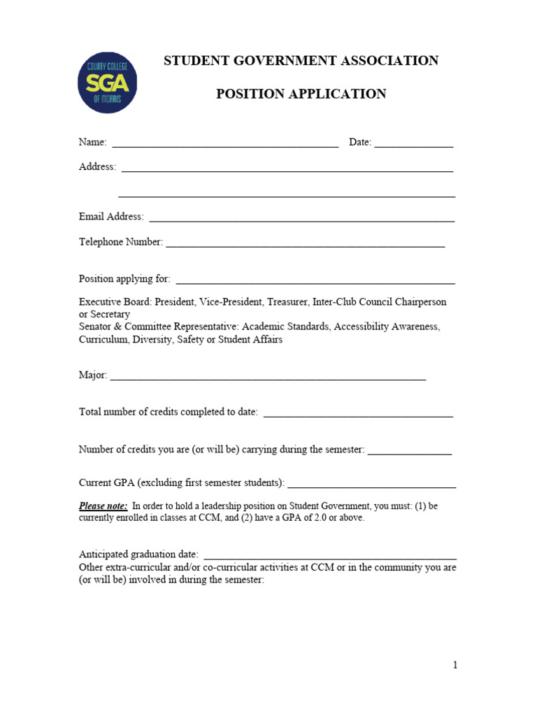 SGA Application 2023 | PDF