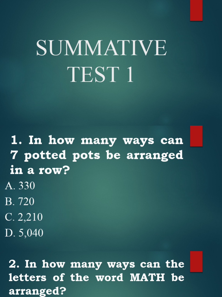 Summative Test 1 | Download Free PDF | Discrete Mathematics | Combinatorics