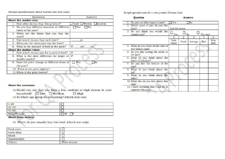 Sample Questionnaire About Market Size and Value | PDF