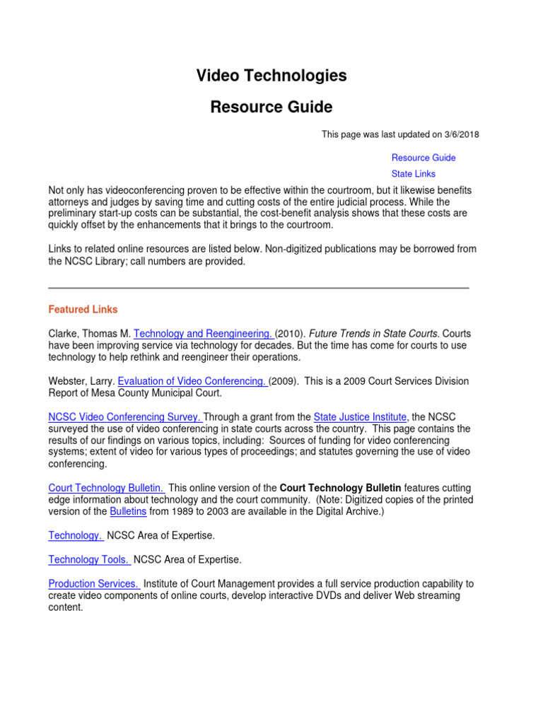 Tech 925 | PDF | Videotelephony | Courtroom