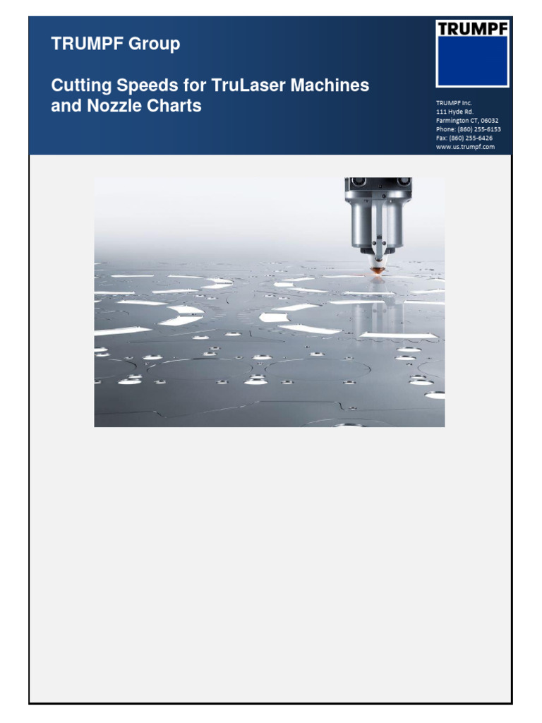 Trumpf Laser Cut Speeds and Nozzle Chart | PDF | Mechanical Engineering | Industrial Processes
