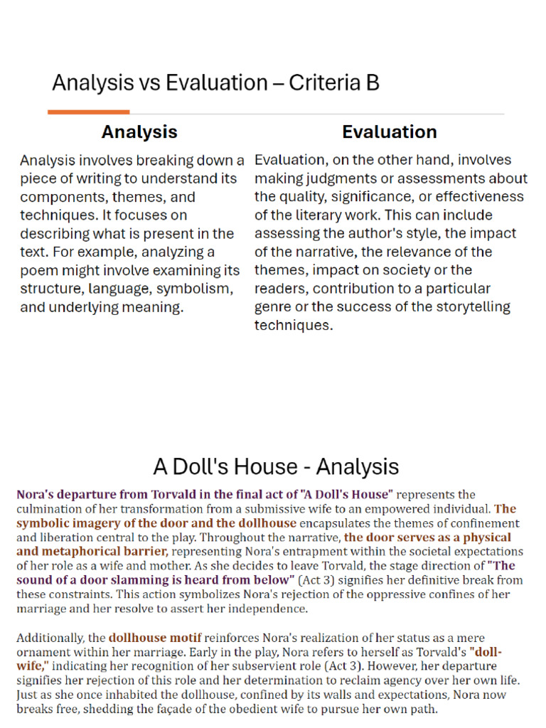 Analysis Vs Evaluation | PDF