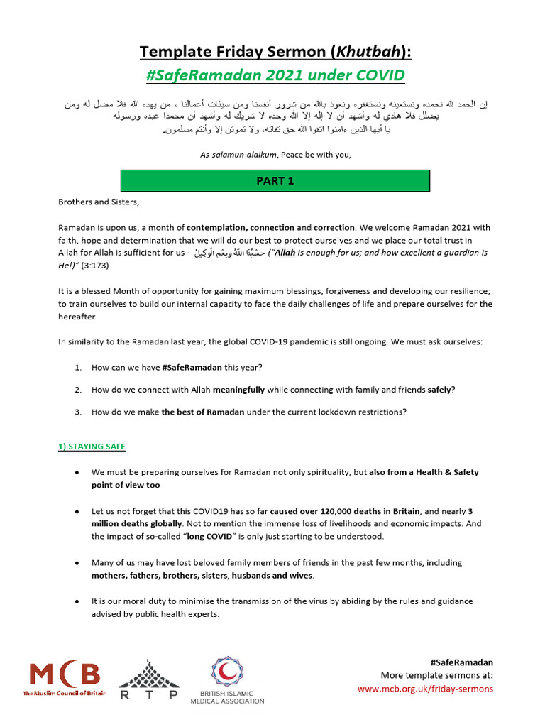 Safe Ramadan 2021: COVID Guidance | PDF | Ramadan | Forgiveness
