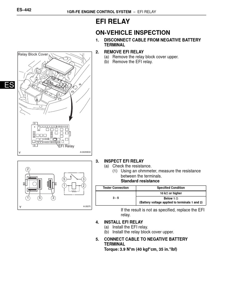 Efi Relay: On-Vehicle Inspection | PDF | Relay | Electricity