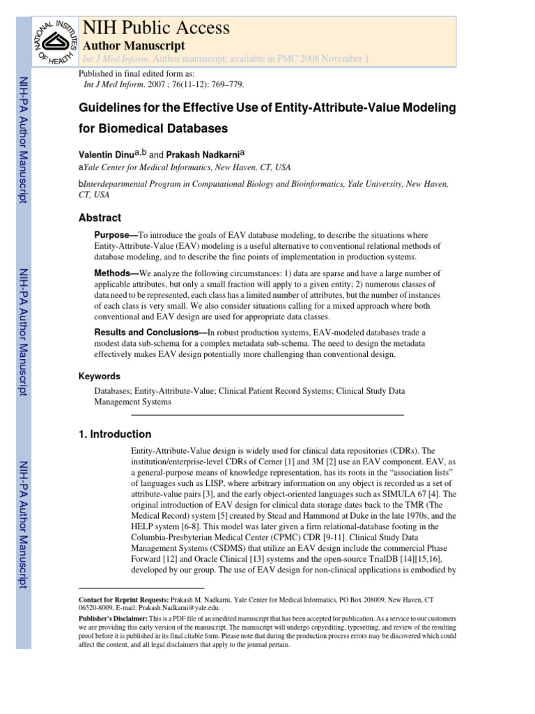 Guidelines For The Effective Use of Entity-Attribute-Value Modeling For ... Guidelines For The Effective Use of Entity-Attribute-Value Modeling For ...