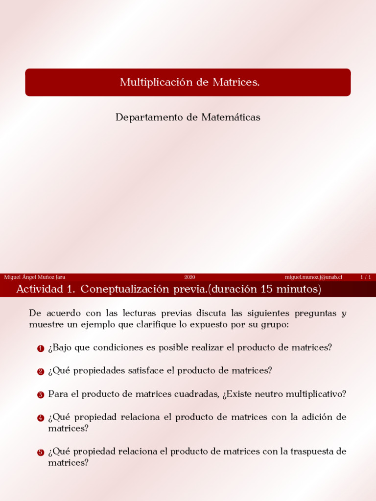Multiplicación de Matrices | PDF | Matriz (Matemáticas) | Funciones y mapeos