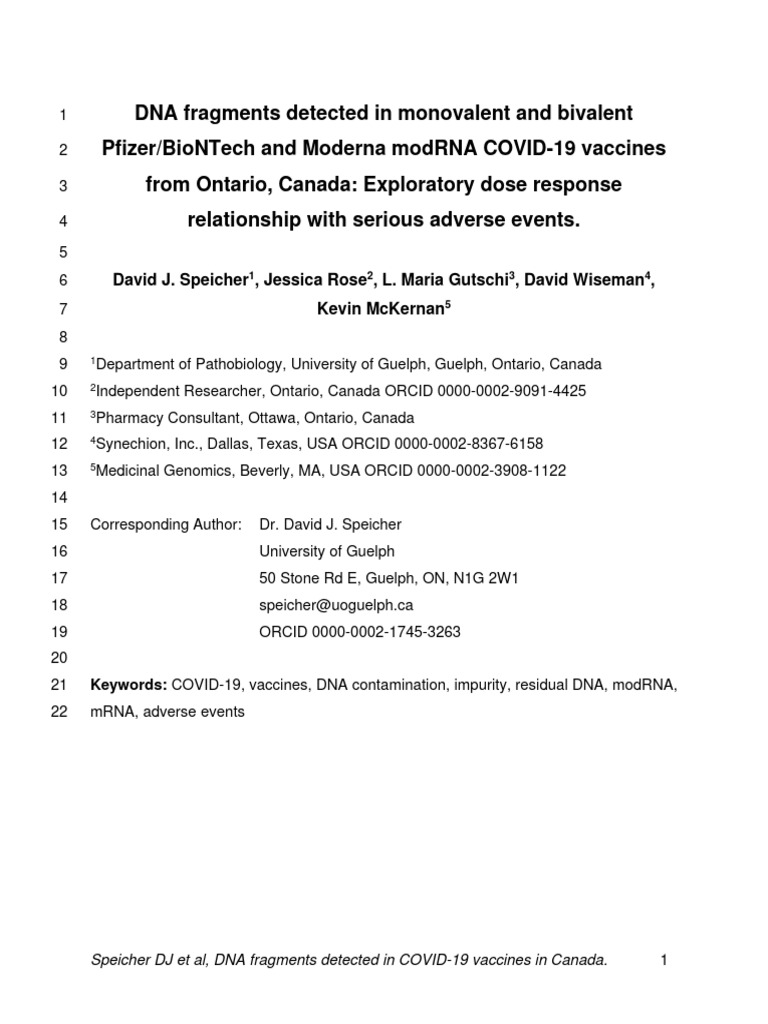 Evaluation of The DNA Content in mRNA Vaccine Vials With Quantitative ...