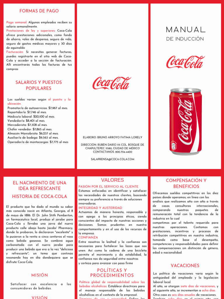 Manual de Induccion Coca-Cola | PDF | Salario | Marketing
