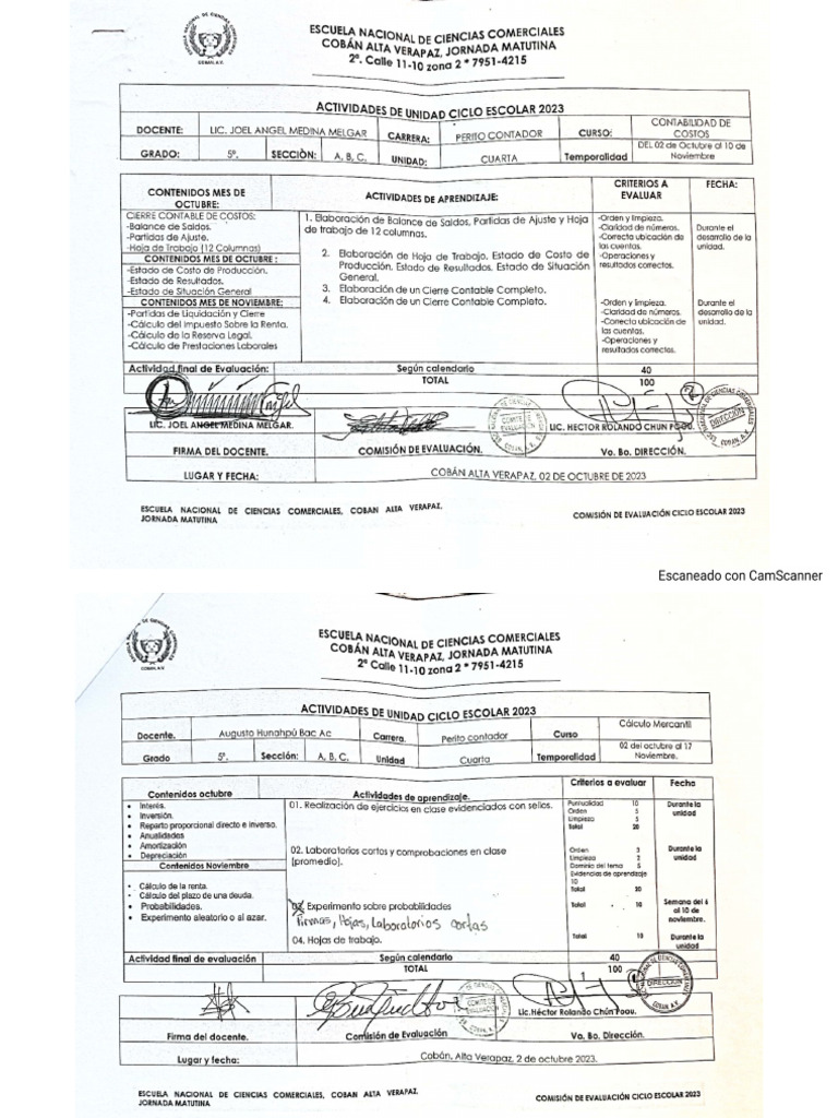 Hojas de Actividades Cuarta Unidad 5B | PDF