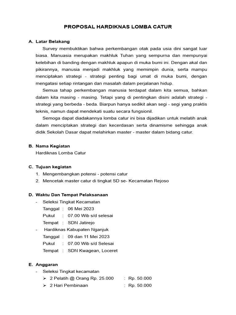 Proposal Hardiknas Lomba Catur | PDF