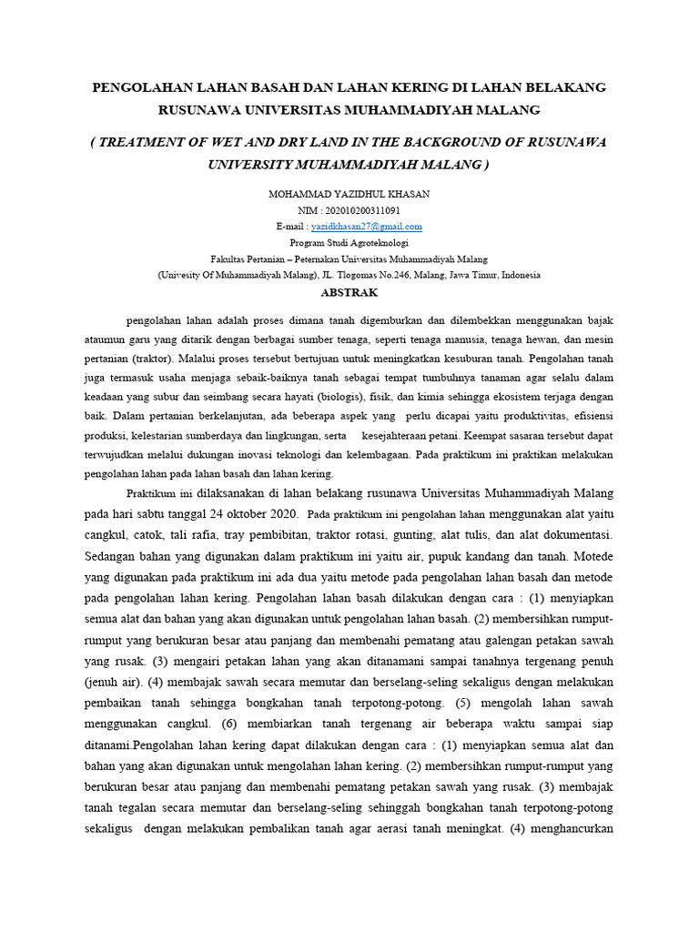 LAPRAK PENGOLAHAN LAHAN (AutoRecovered) 2 | PDF