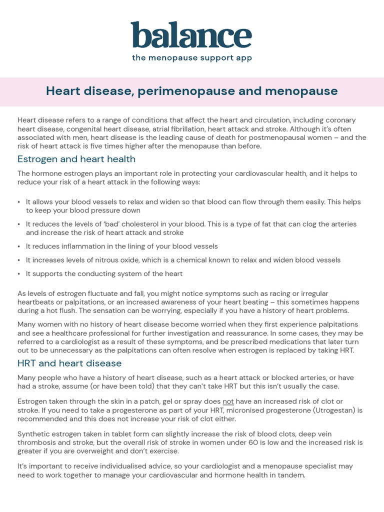 Heart Disease Perimenopause and Menopause Final | PDF | Hormone Replacement Therapy ...