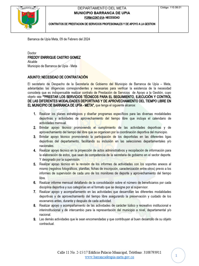 Form-cont-02-Necesidad Contrato Prestacion de Servicios Cenelia Alcarez ...