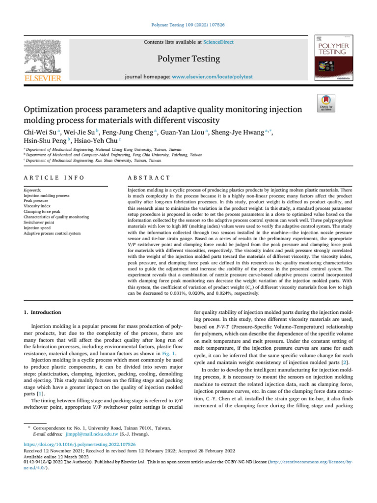 2022 Injection Molding | PDF | Viscosity | Melting