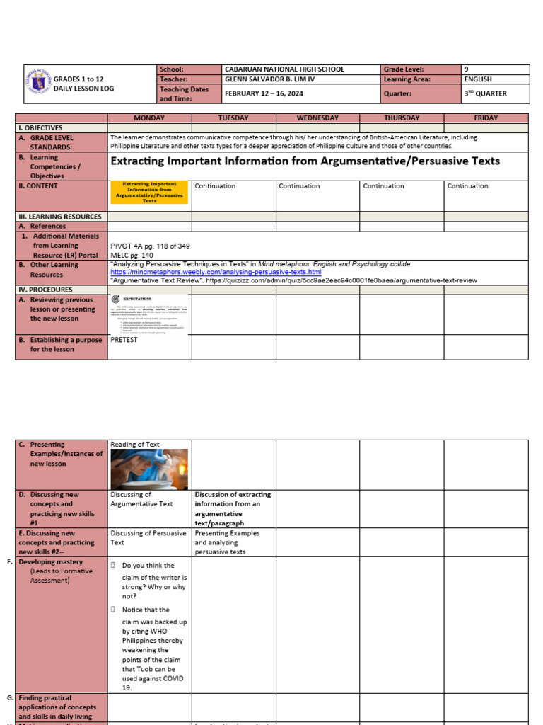 ENGLISH 9 q3 w2 | PDF | Learning | Human Communication