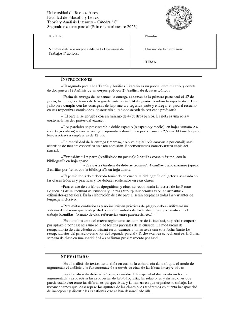 2023 Tyal Segundo Parcial Primera Parte | PDF | Bibliografía