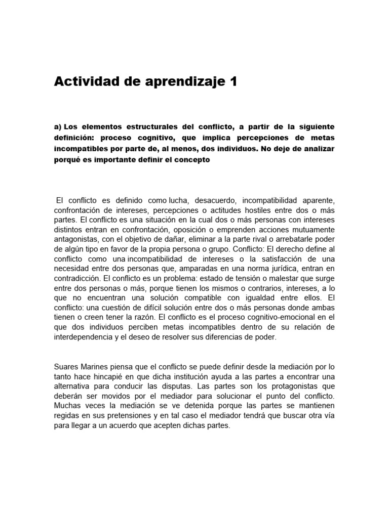Act 1 U 1 Mediacion y A | PDF | Conflicto (proceso) | Mediación