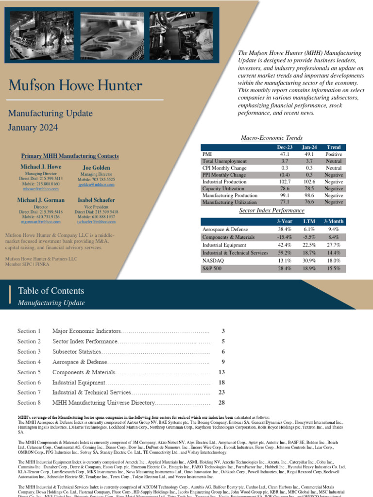 Manufacturing Update - January 2024 | Download Free PDF | Consumer ...