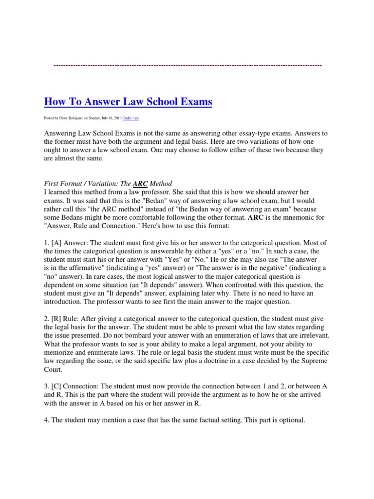 How To Answer Law School Exams | PDF | Intestacy | Test (Assessment)