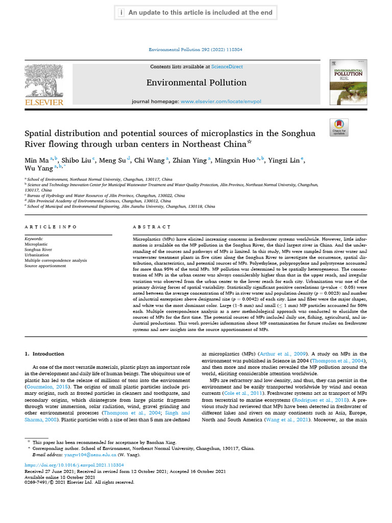 Spatial Distribution and Potential Sources of Microplastics in The ...