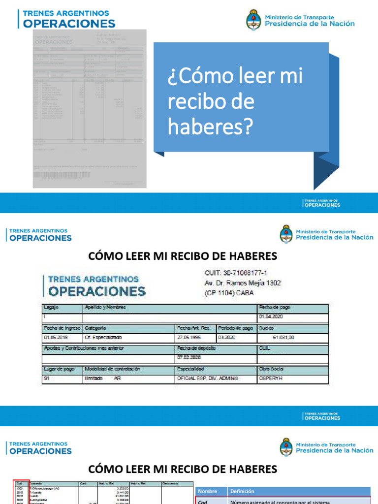 Como Leer Un Recibo de Sueldo (Trenes Argentinos) | PDF | Contraseña ...