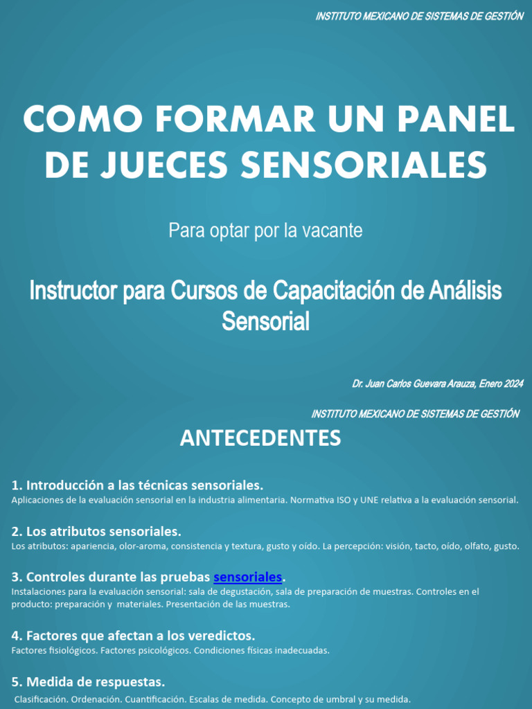 Como Formar Un Panel de Juees Sensoriales | PDF | Estandarización ...