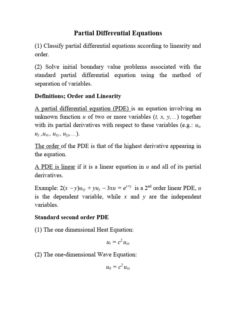 Partial Differential Equations | PDF | Partial Differential Equation | Differential Equations