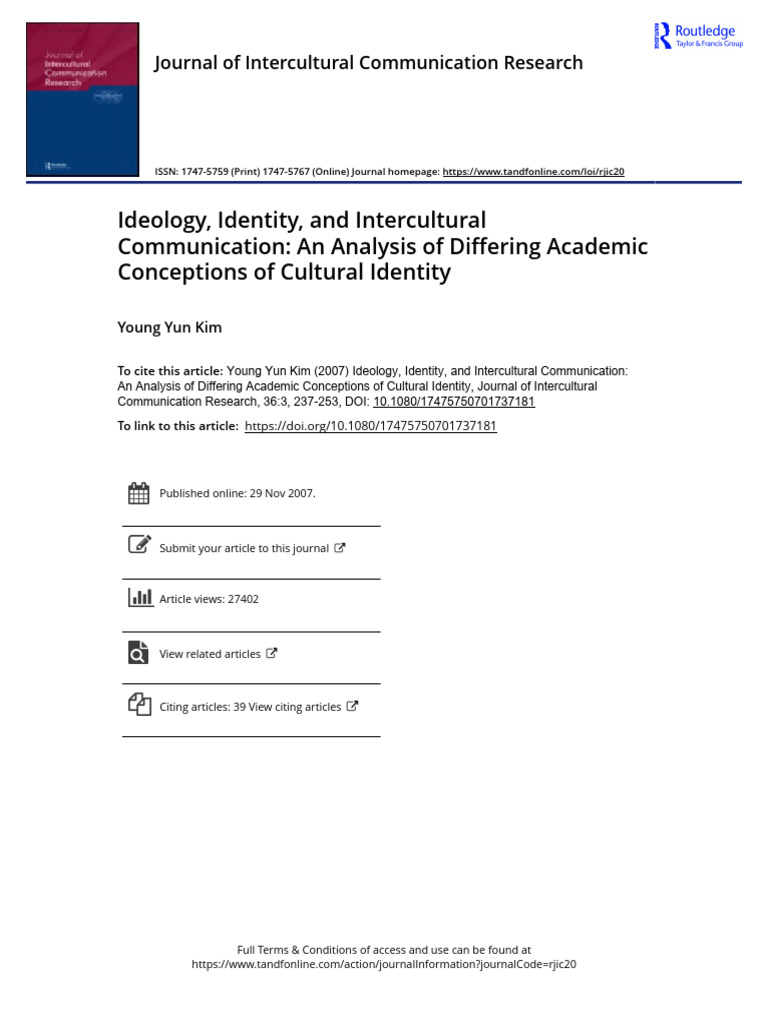 Cultural Identity in Intercultural Communication | PDF | Identity ...